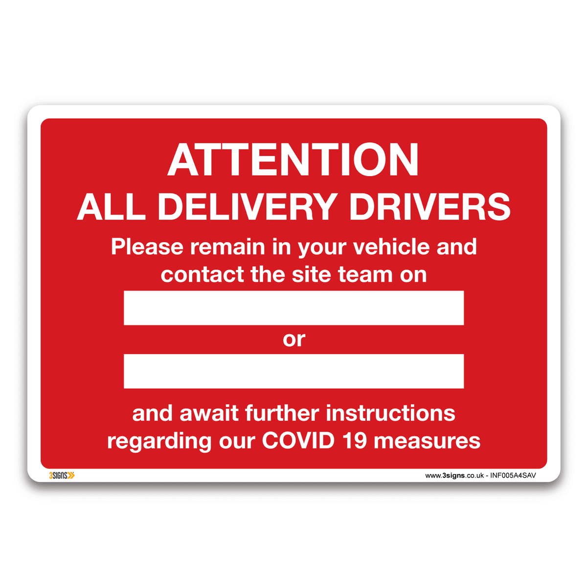 Attention All Delivery Drivers Safety Sign | Fire Safety Sign UK — 3 ...